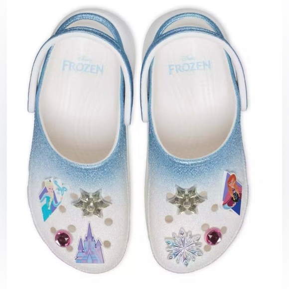 CROCS | Shoes | Nwt Crocs Disneys Frozen Blue And White Glitter Shoes ...